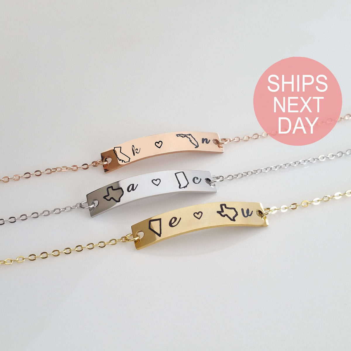 Personalized State Bracelet Long Distance Relationship Best Friend Gif Jewelryhills